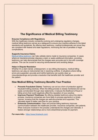 Medical Billing Testimony: Ensuring Accuracy and Compliance in ...