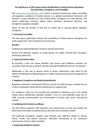 The Significance of of UDI for Medical Device Regulation.docx