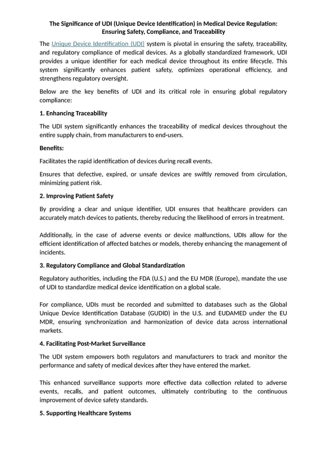 The Significance of of UDI for Medical Device Regulation.docx