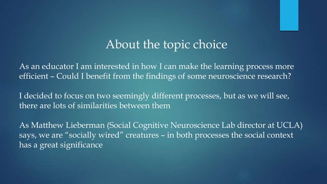 The Significance of Social Stimuli in Communication and the Learning ...