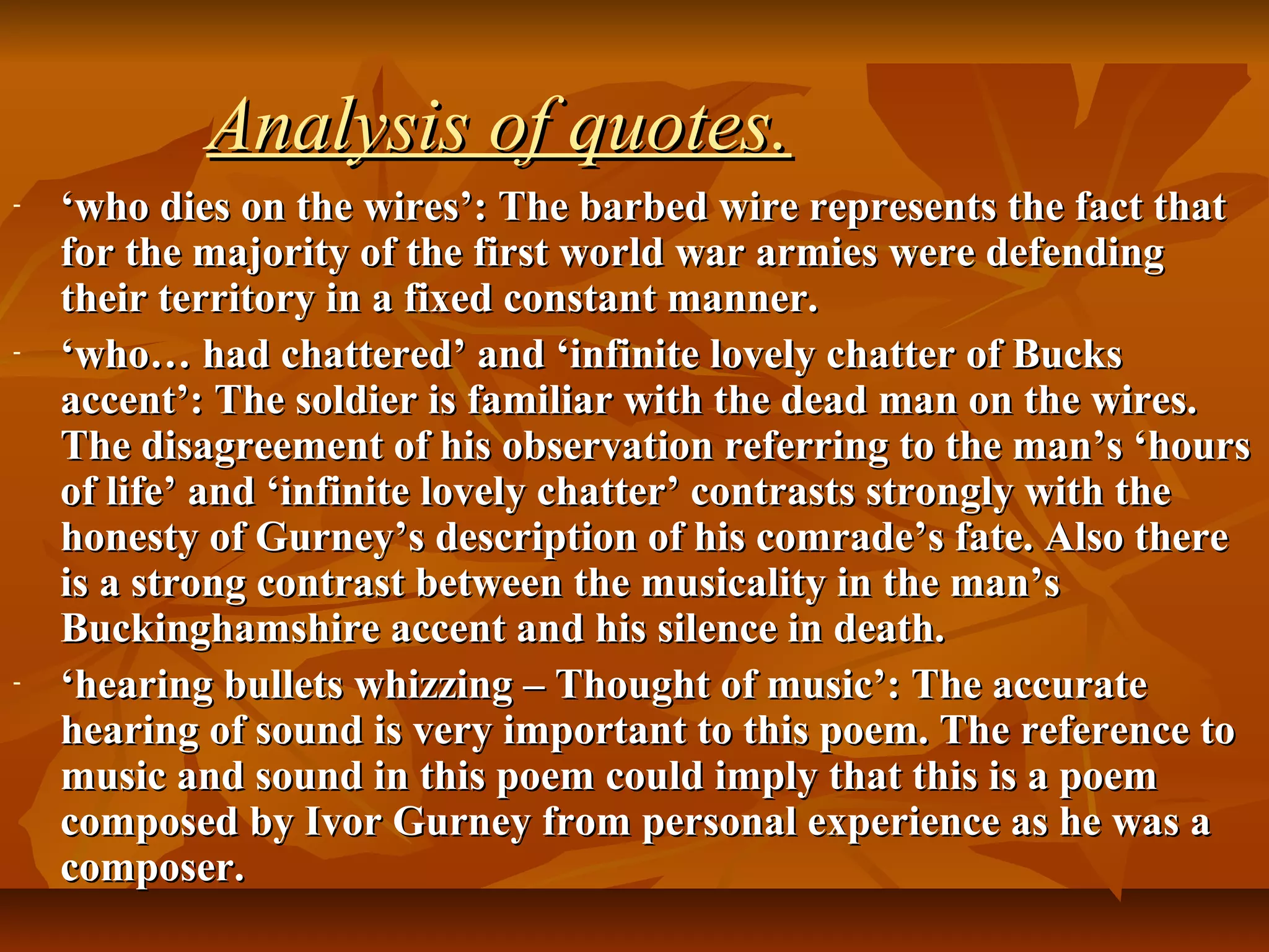 'The silent one' by Ivor Gurney | PPT