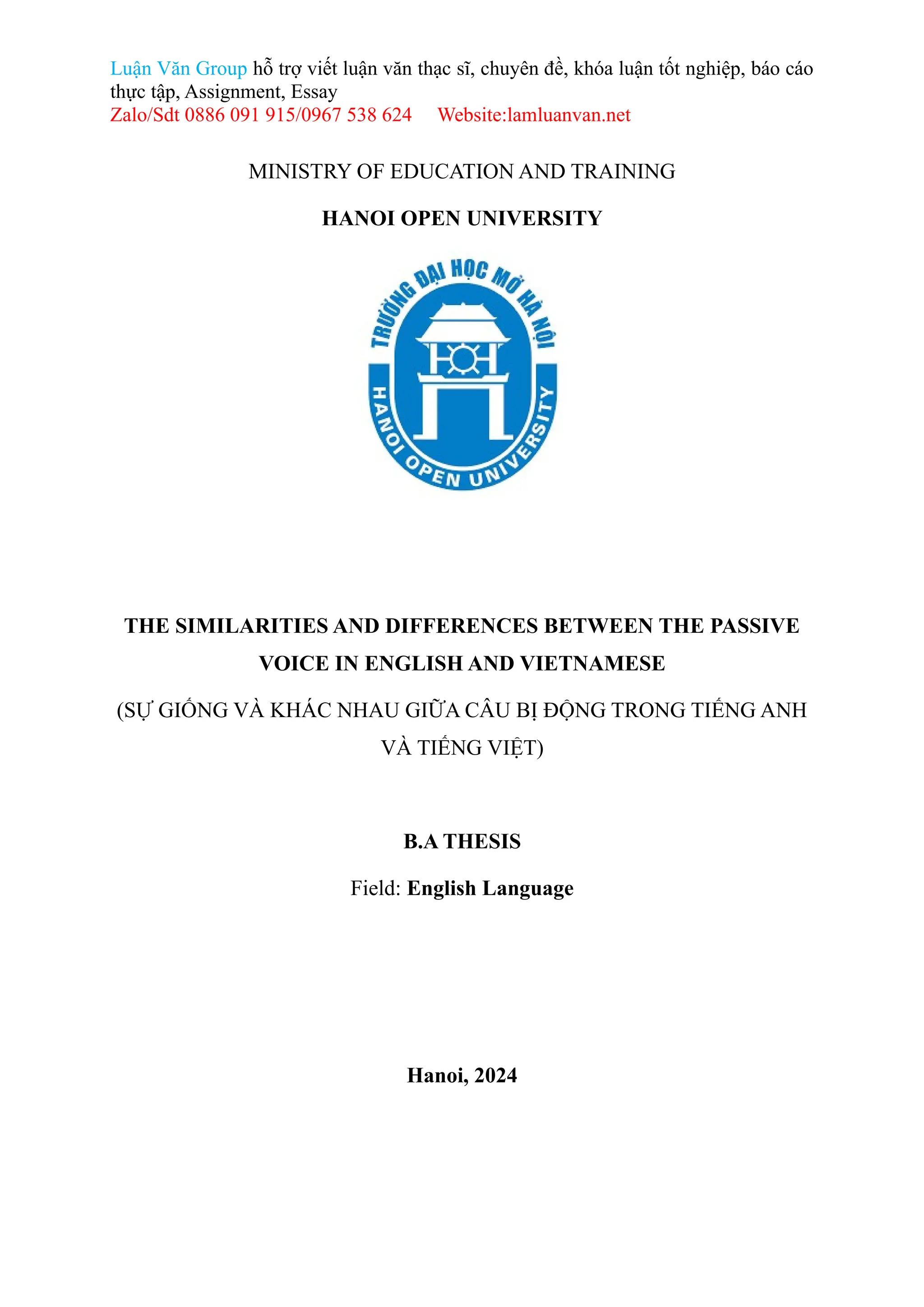 THE SIMILARITIES AND DIFFERENCES BETWEEN THE PASSIVE VOICE IN ENGLISH AND VIETNAMESE | DOCX