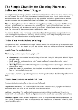 The Simple Checklist for Choosing Pharmacy Software You Won't Regret.docx