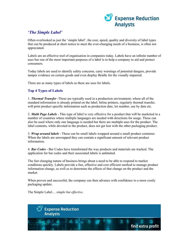 The Simple Label | PDF