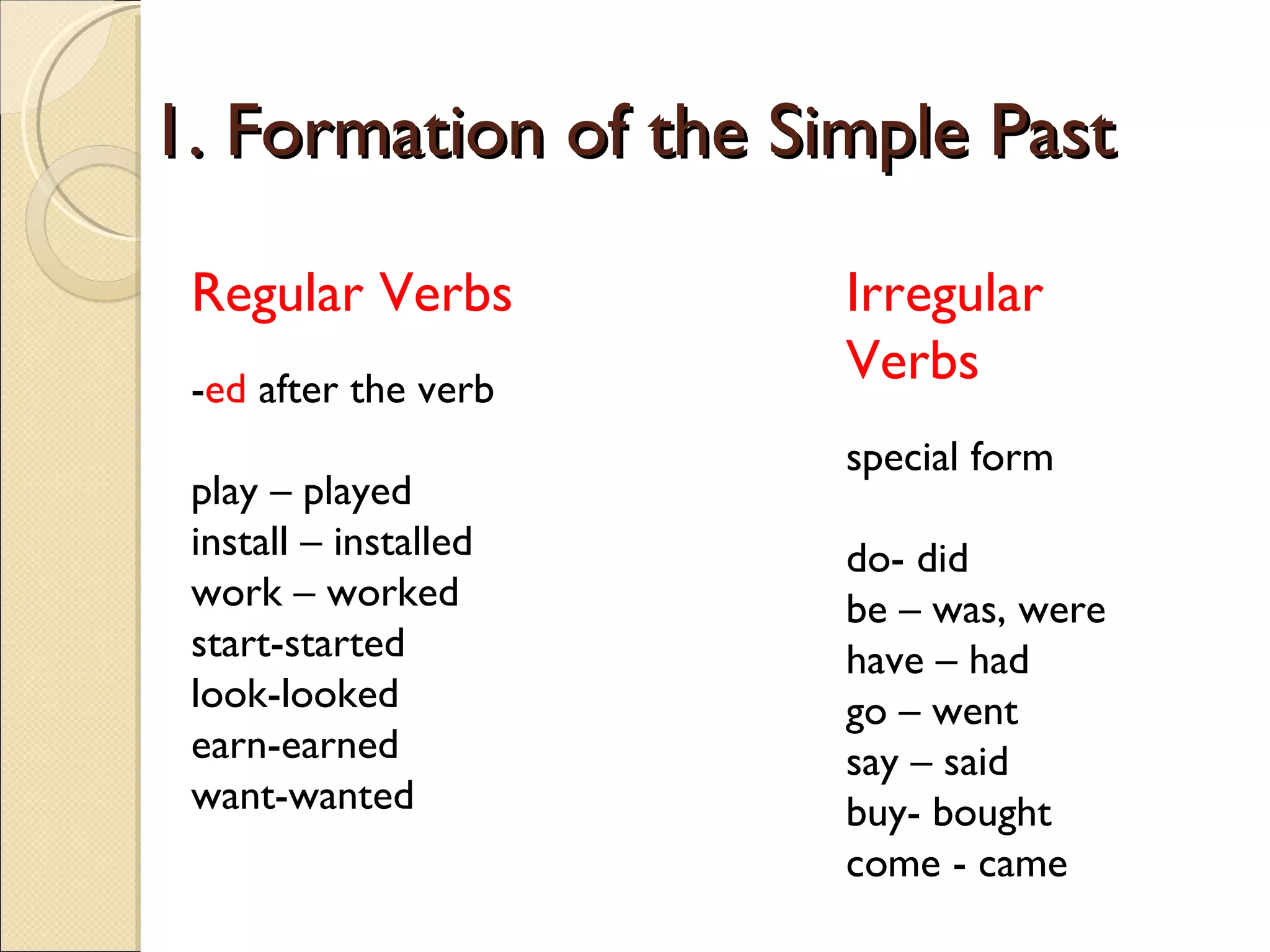 The Simple Past Presentation | PPT