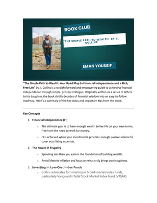 The Simple Path to Wealth.pdf book club discussion | PDF