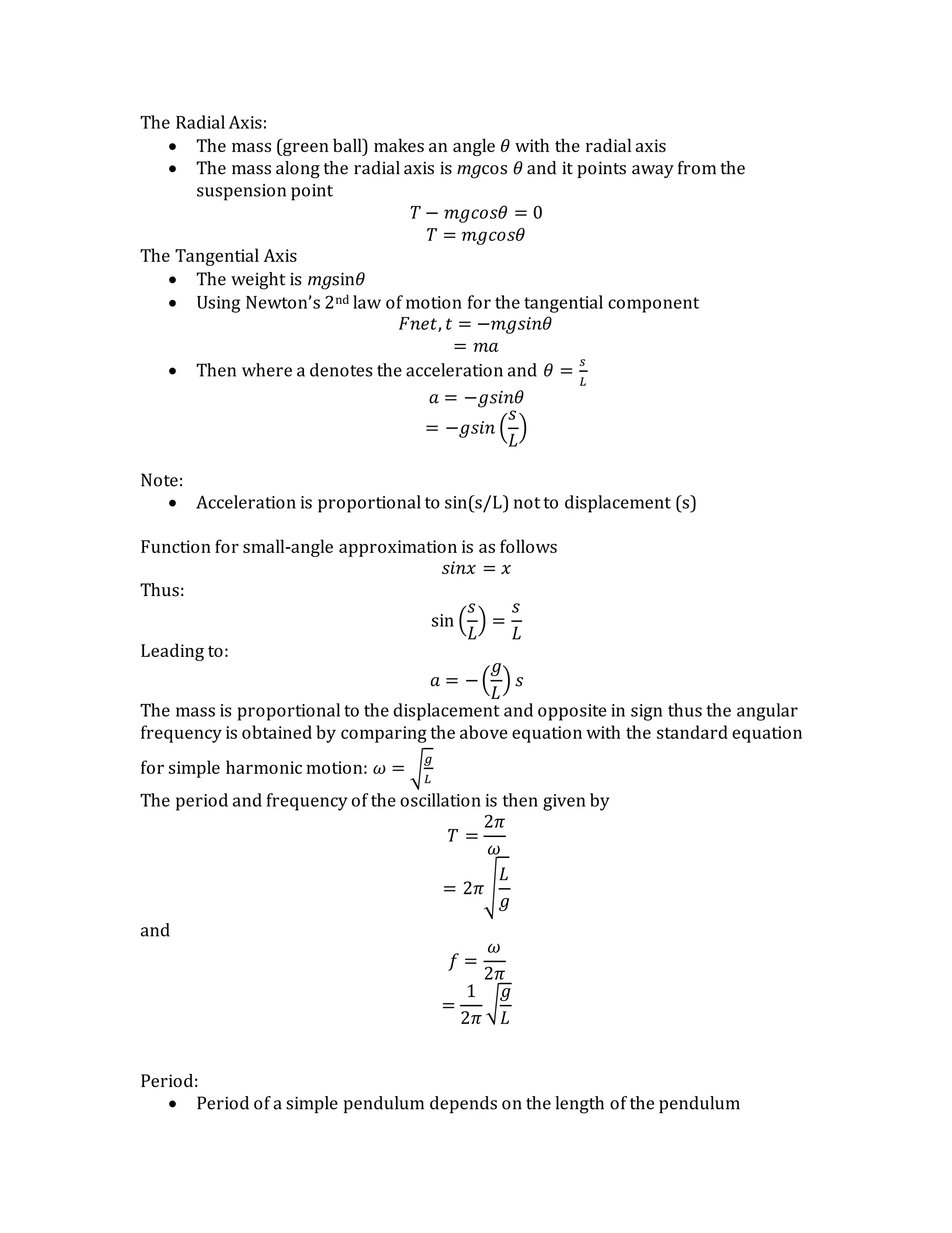 The simple pendulum lo2 | DOCX