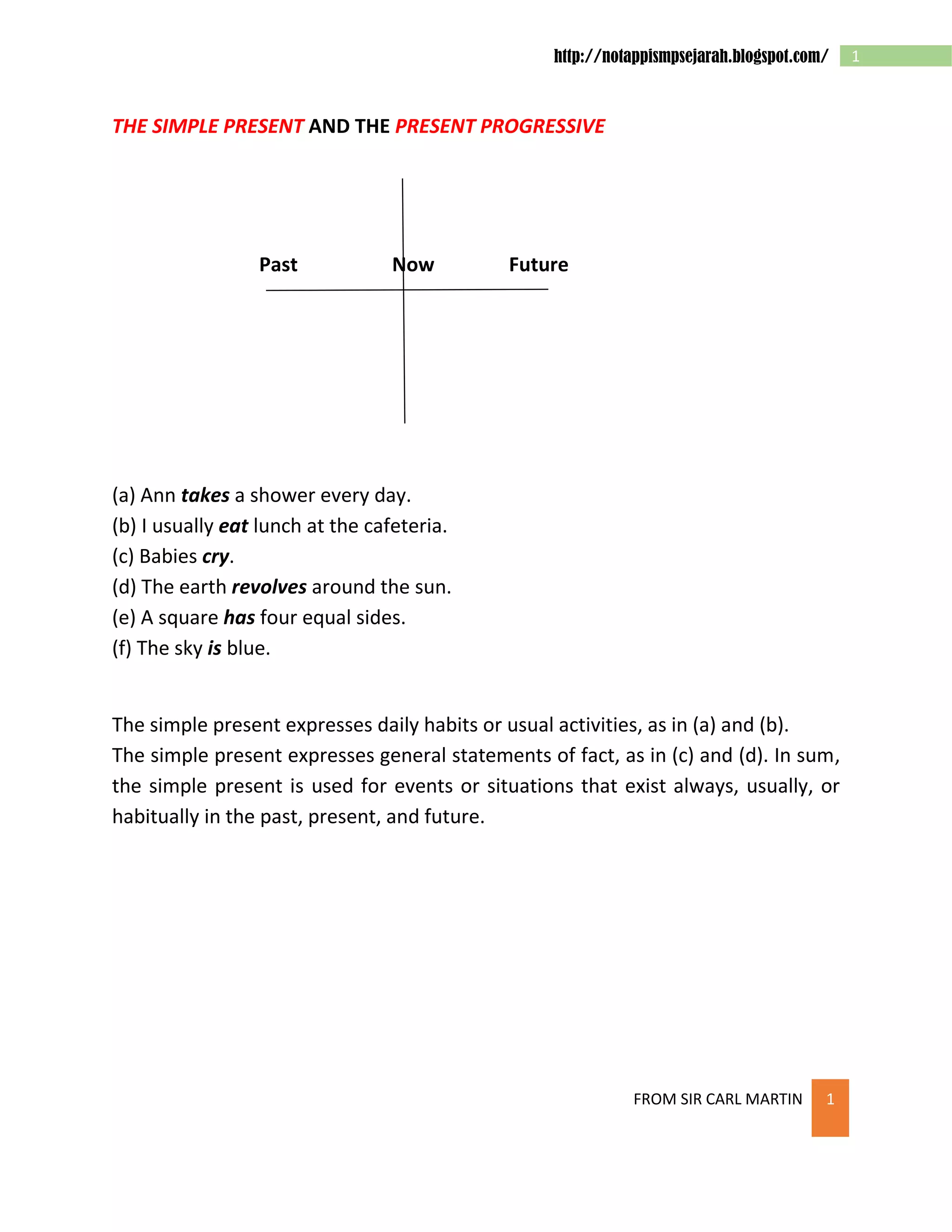 The simple present and the present progressive | PDF