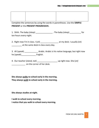 The simple present and the present progressive | PDF