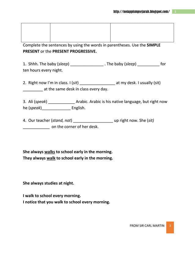 The simple present and the present progressive | PDF