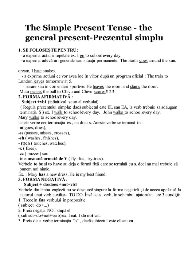 The simple present tense | DOCX