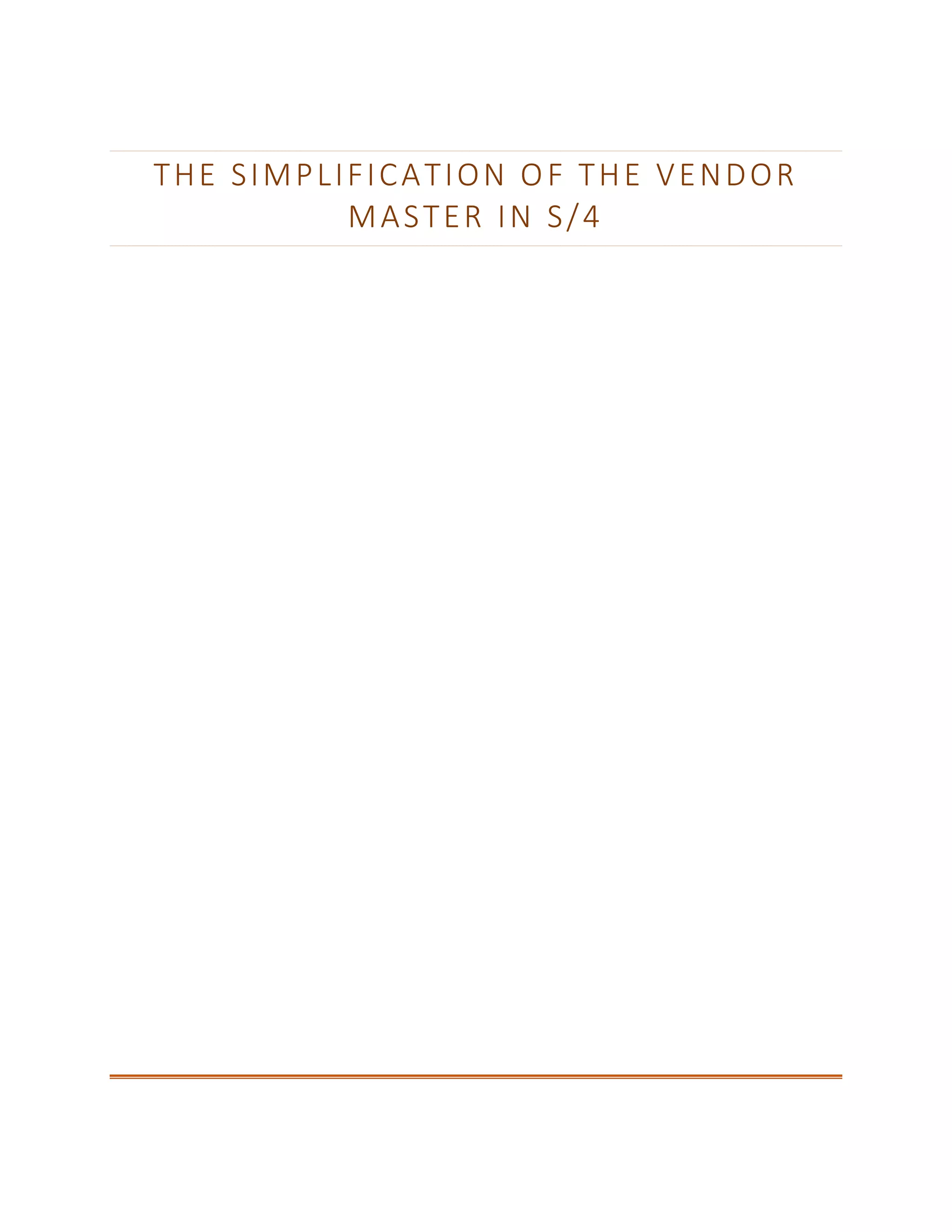 The simplification of the vendor master record | PDF