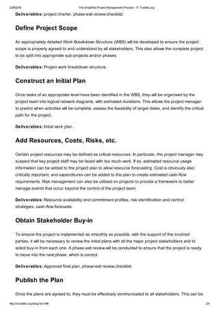 The simplified project management process it-toolkits | PDF