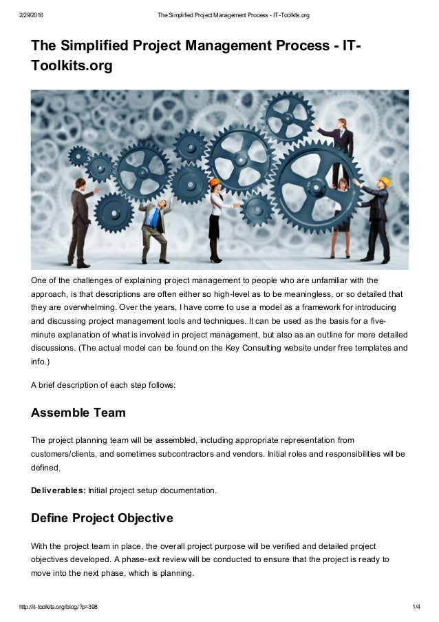 The Simplified Project Management Process It-toolkits