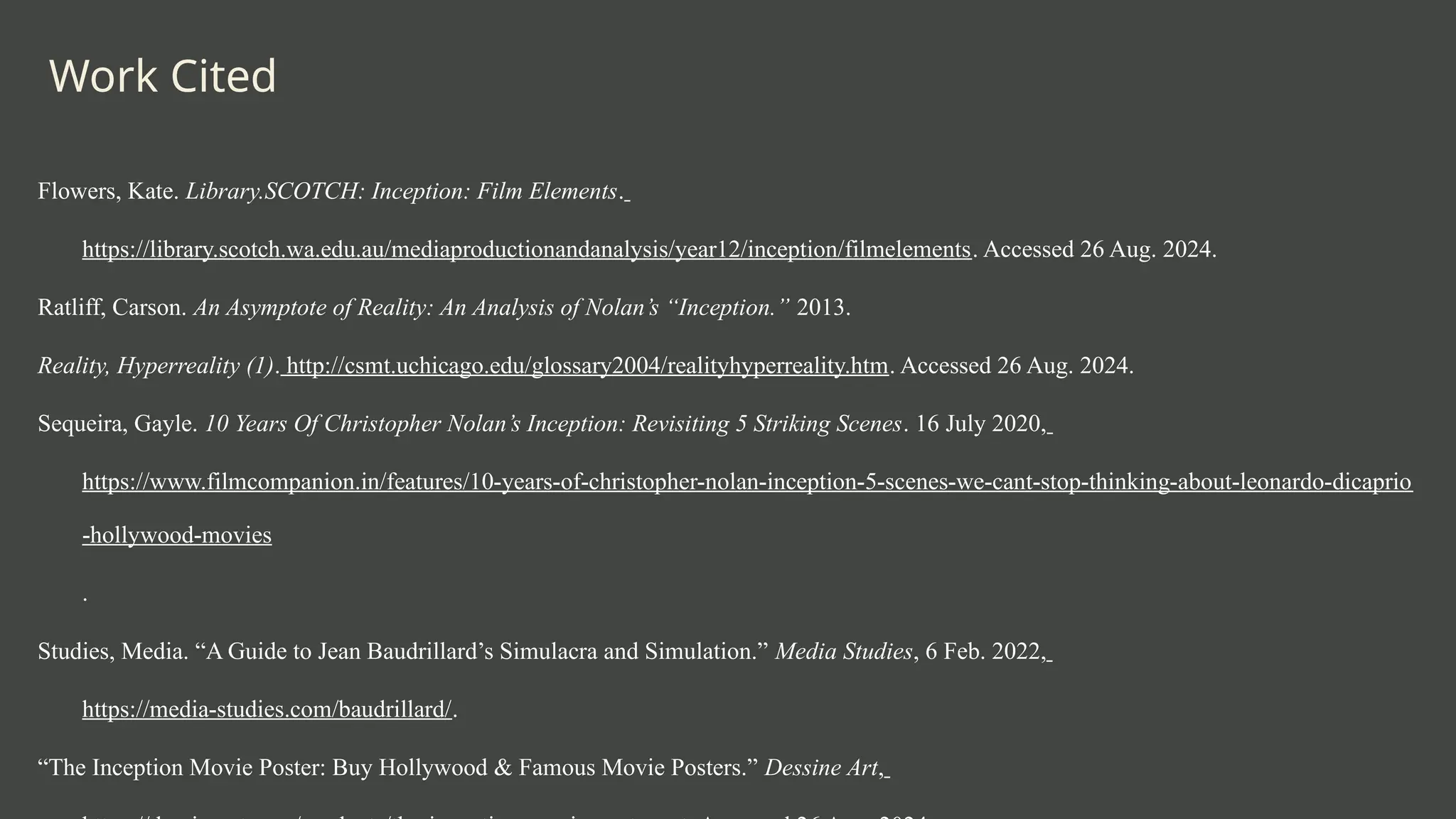 Coursework Presentation : The Simulacrum in Inception | PPTX