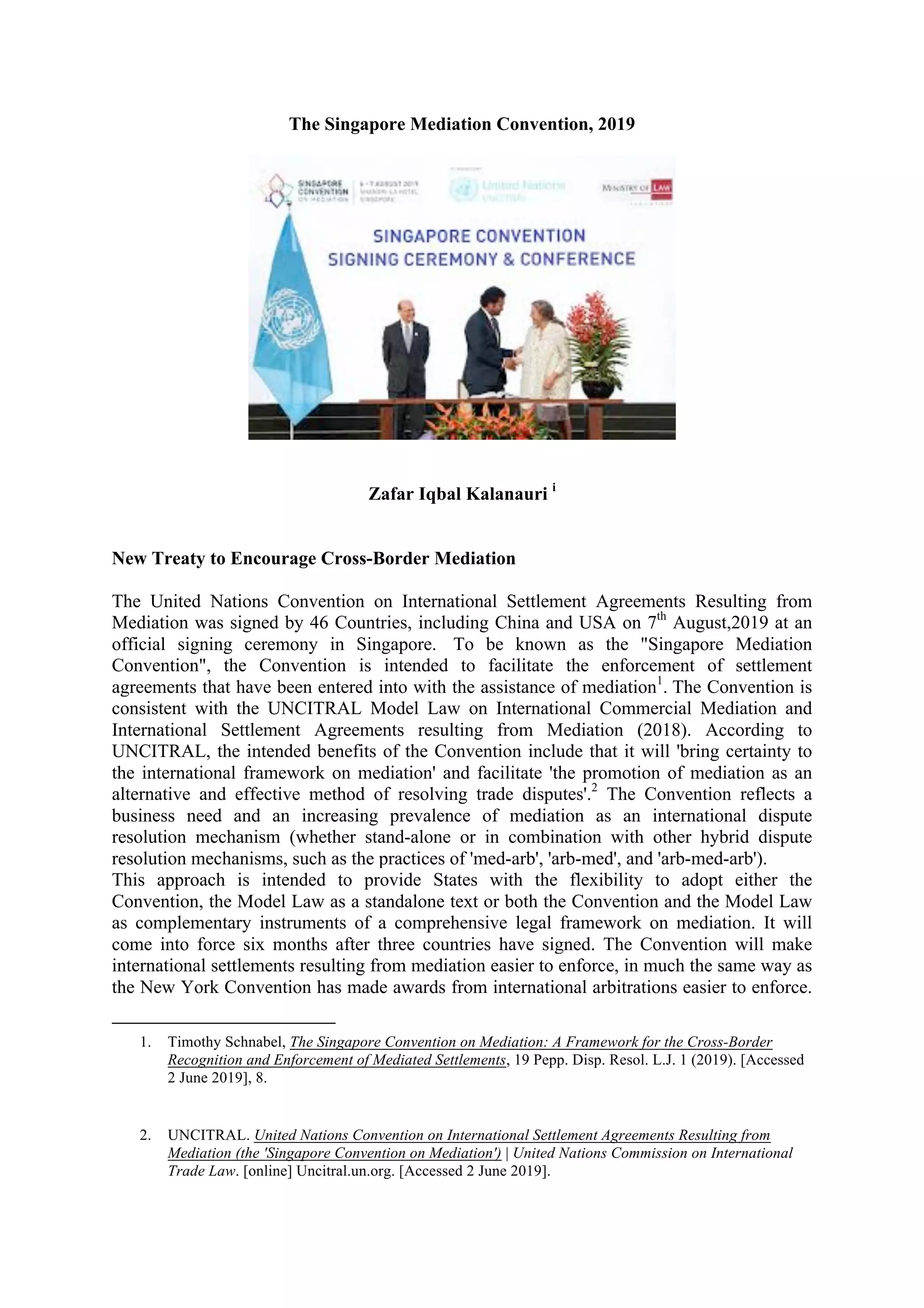 The singapore mediation convention | PDF