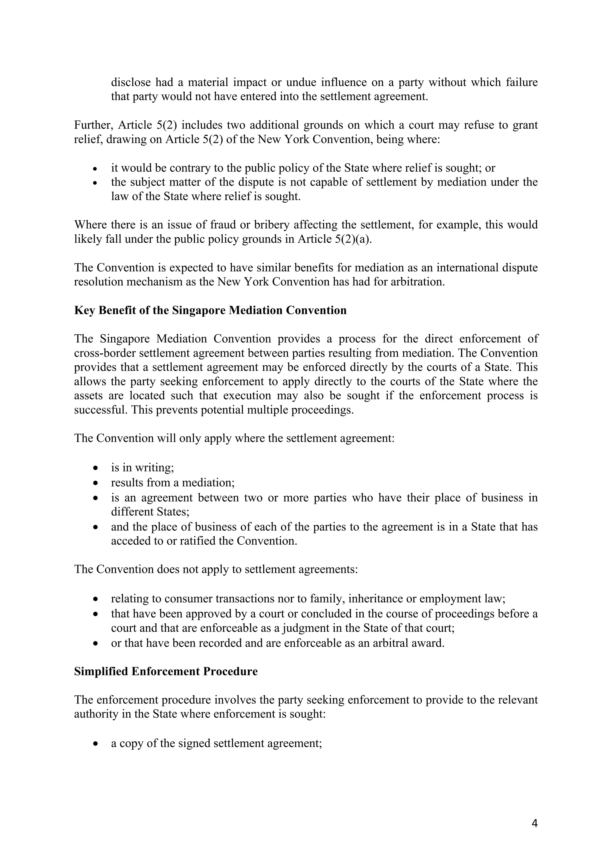 The singapore mediation convention | PDF