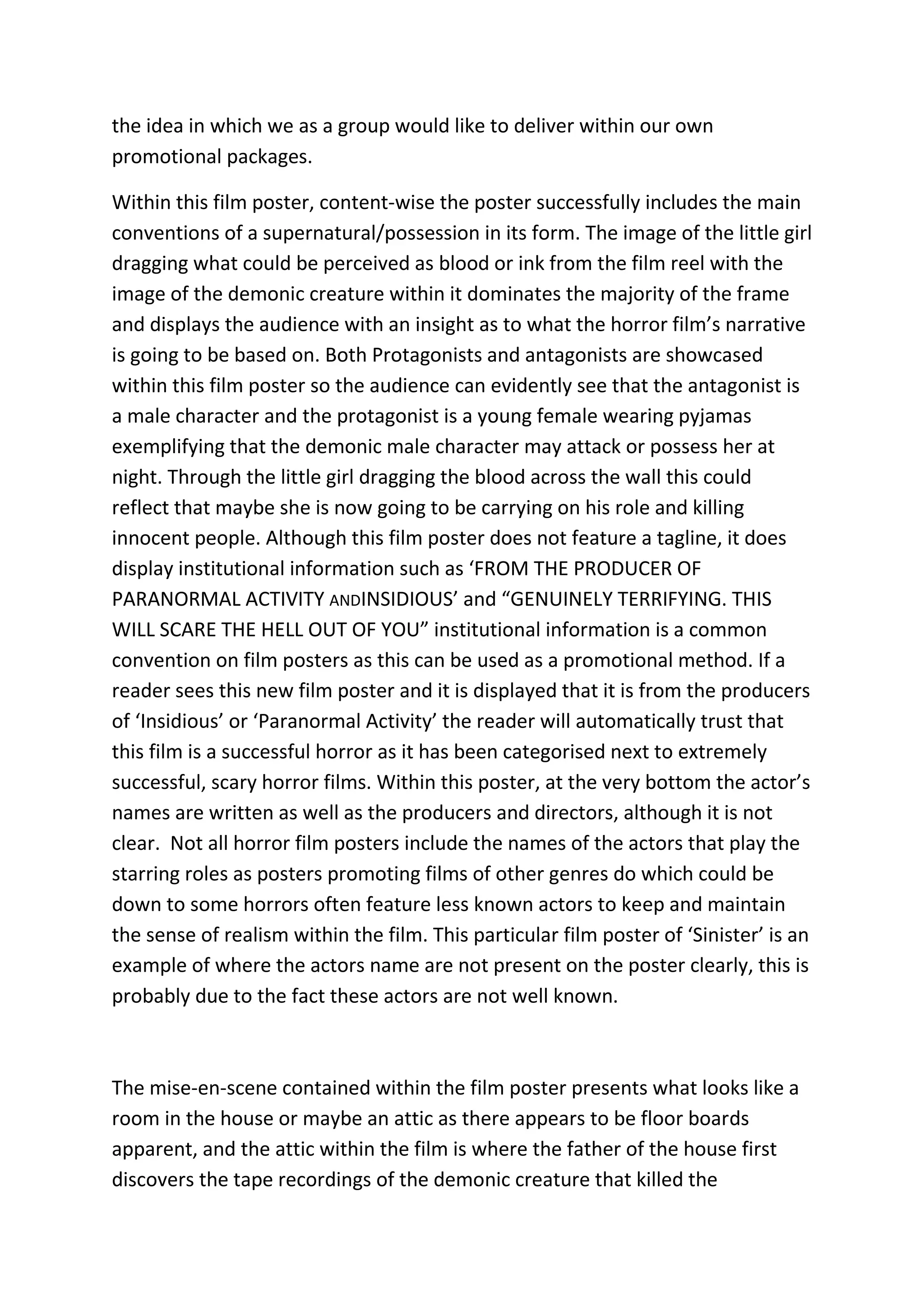 The sinister poster | DOCX | Horror | Genres