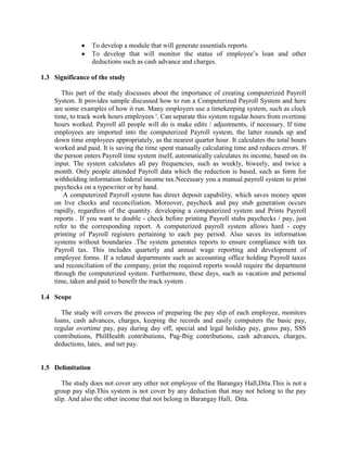 Thesis in Computerized Payroll System for Brangay Hall, Dita | DOCX