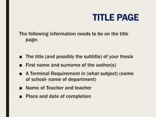 Thesis Format | PPTX