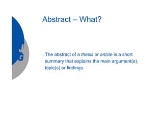 Thesis Abstract Writing | PDF