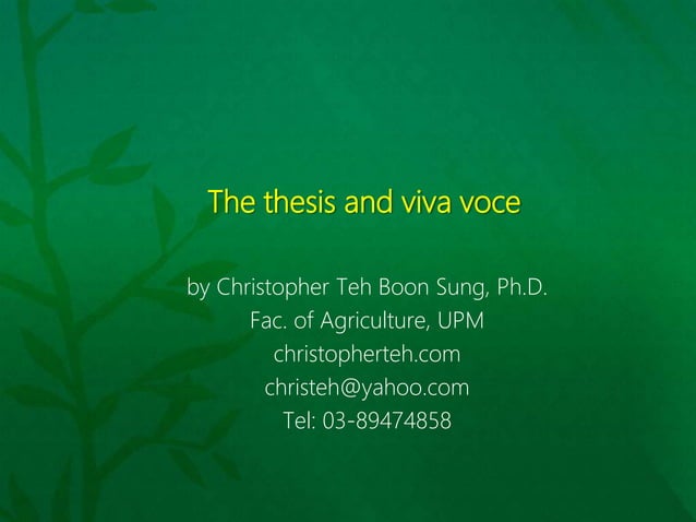 thesis-and-viva-voce preparation for research scholars | PPT ...