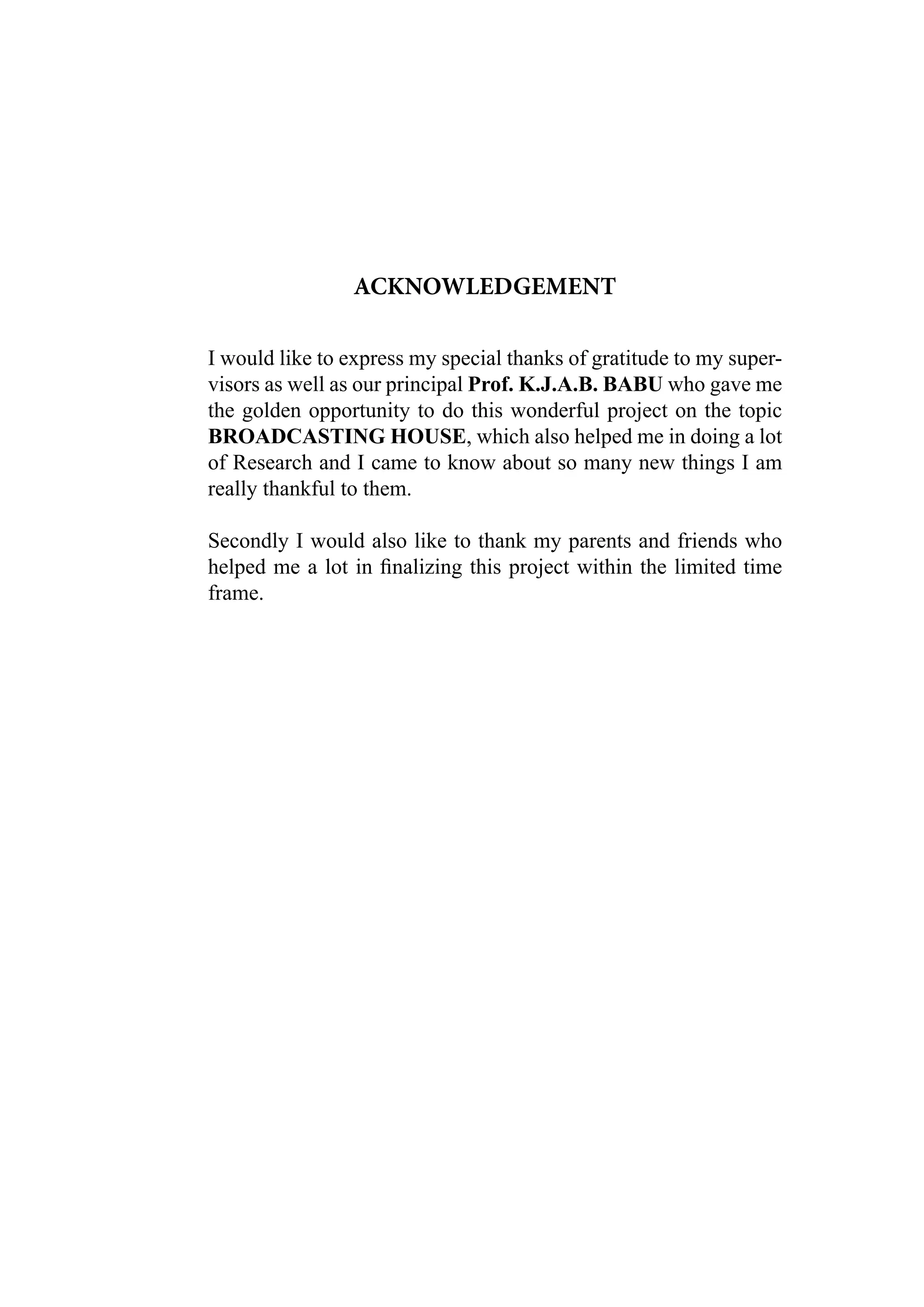 Thesis for standards and requirements of designing a broadcasting house ...