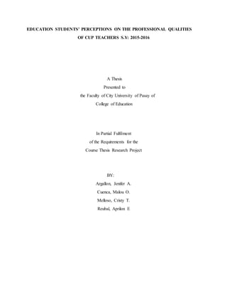 THESIS CHAPTER'S TITLES | PDF