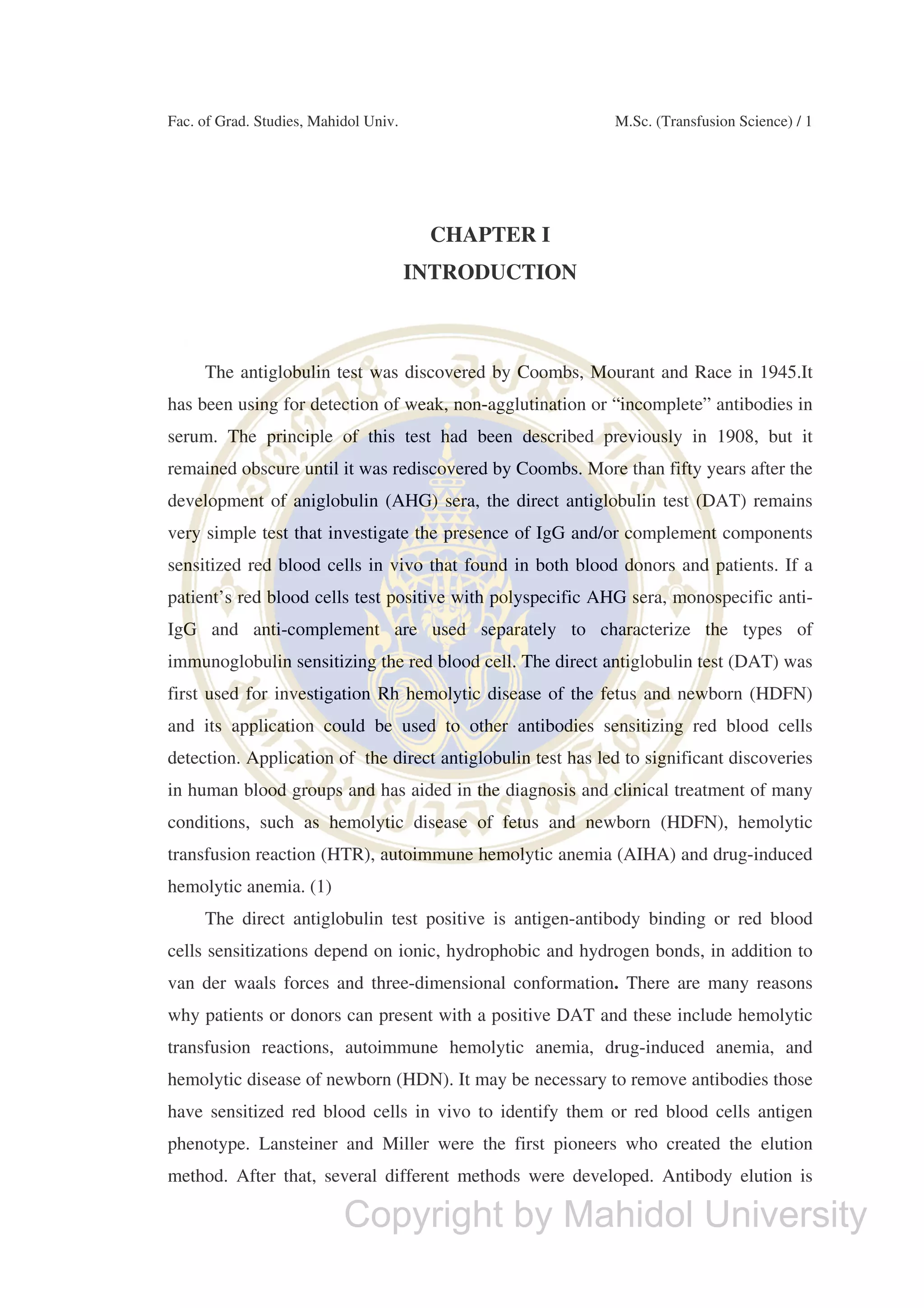 A STUDY OF ELUTING IgG ANTIBODIES FROM RED BLOOD CELLS: THE | PDF