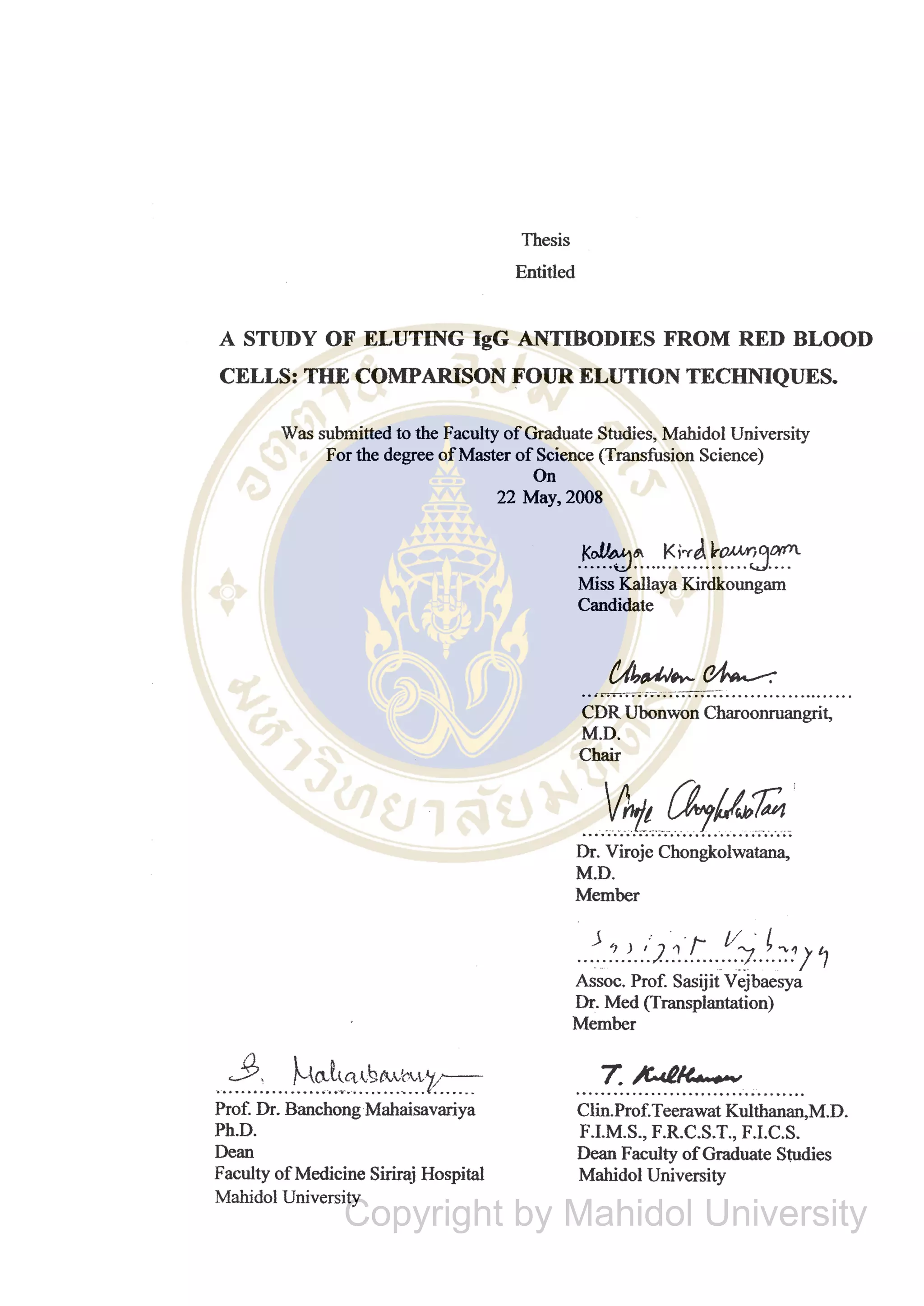 A STUDY OF ELUTING IgG ANTIBODIES FROM RED BLOOD CELLS: THE | PDF