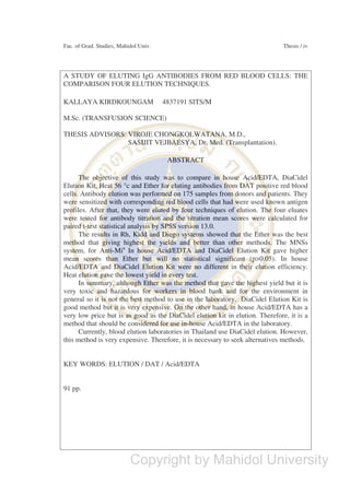 A STUDY OF ELUTING IgG ANTIBODIES FROM RED BLOOD CELLS: THE | PDF