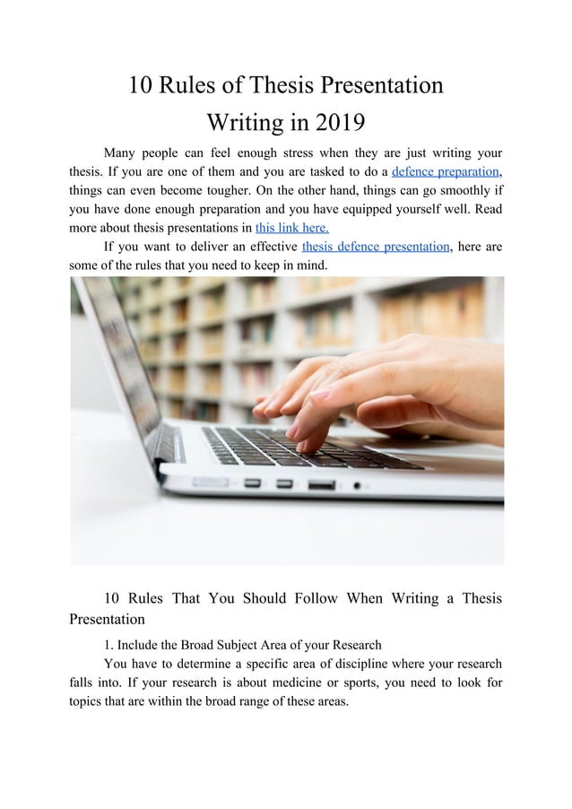 10 Rules of Thesis Presentation Writing in 2019 | PDF