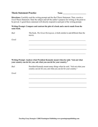 Thesis statement-practice1 | PDF