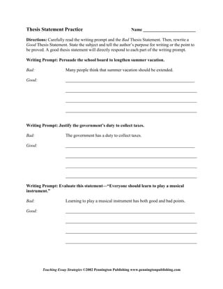 Thesis statement-practice1 | PDF