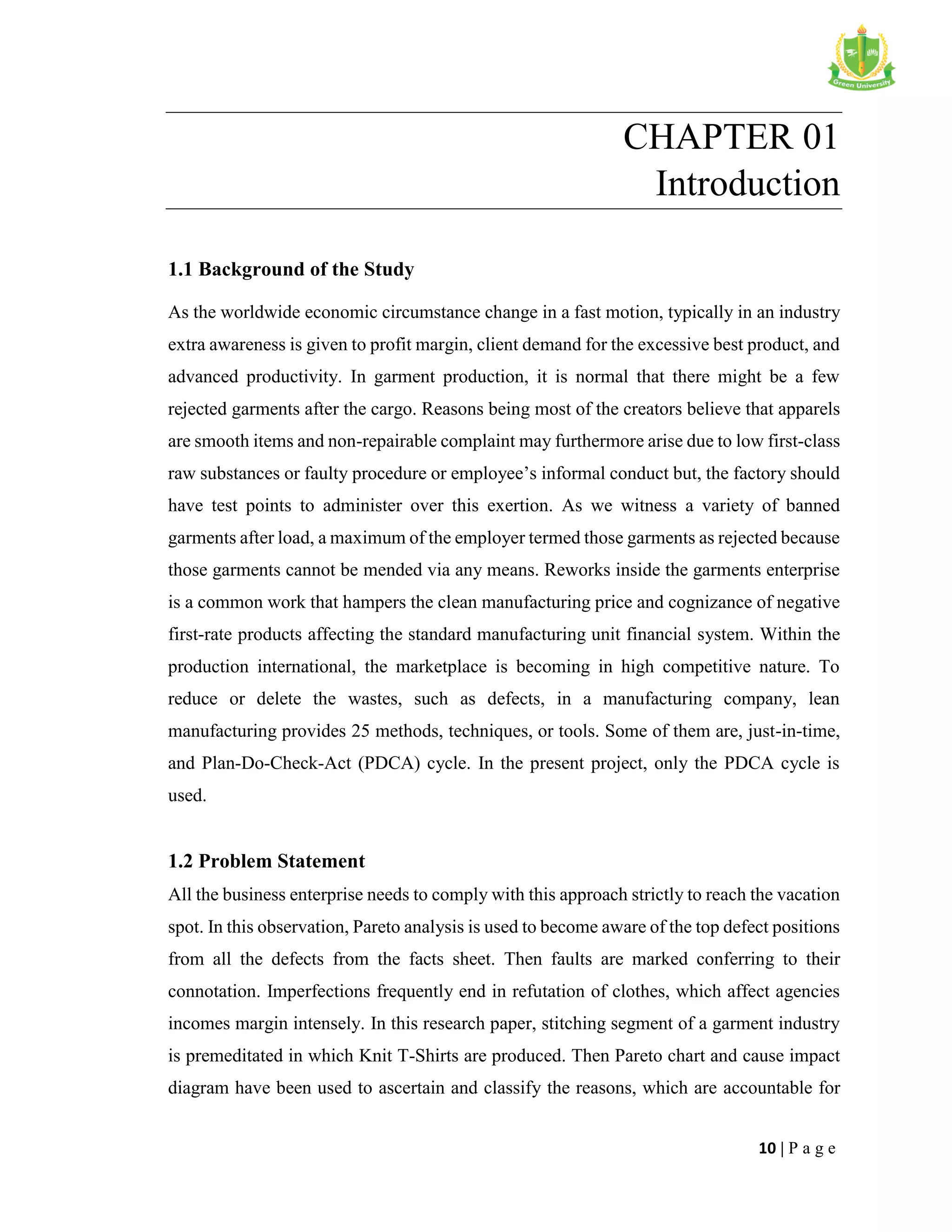 Thesis Report | Minimization of Sewing Defects through Implementation ...