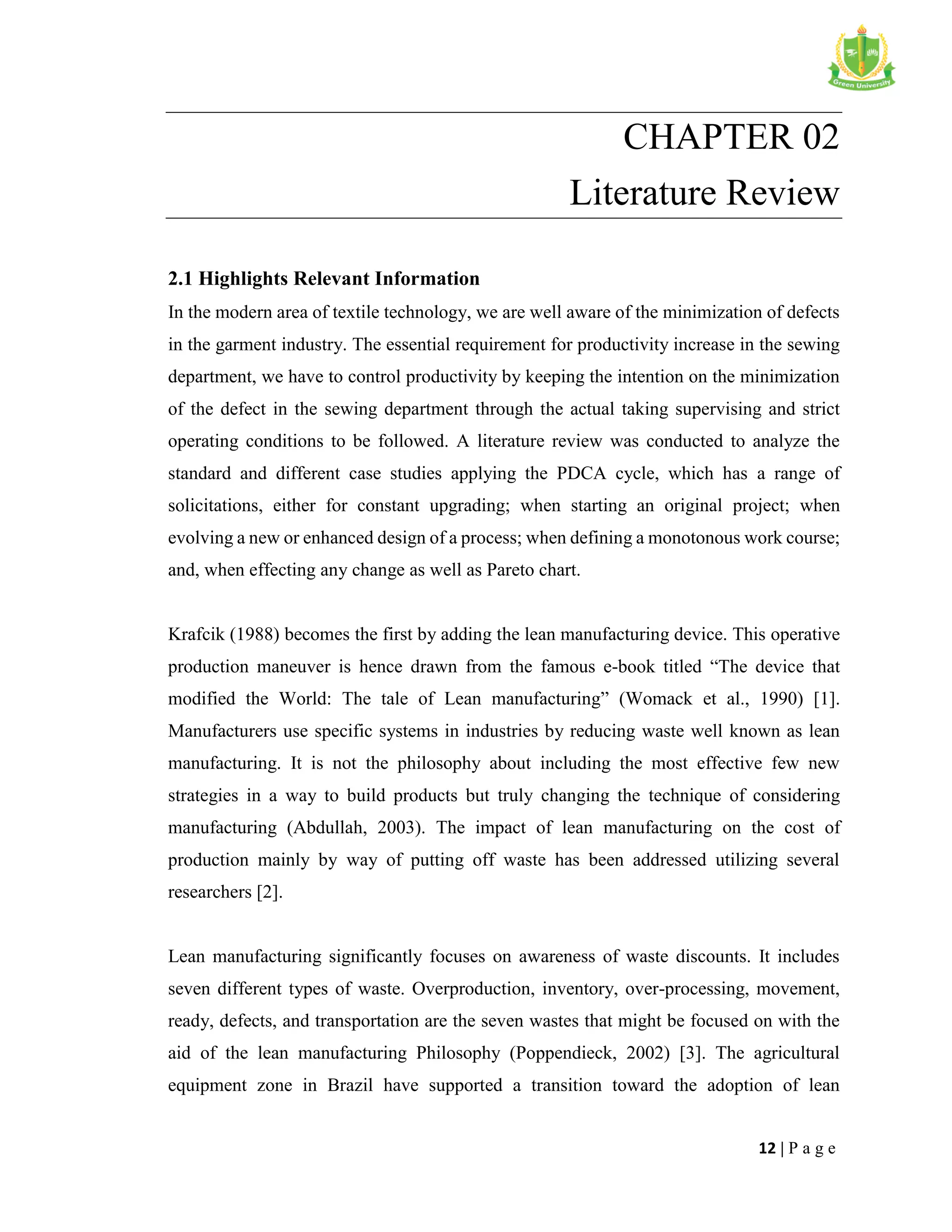 Thesis Report | Minimization of Sewing Defects through Implementation of PDCA in Garments ...