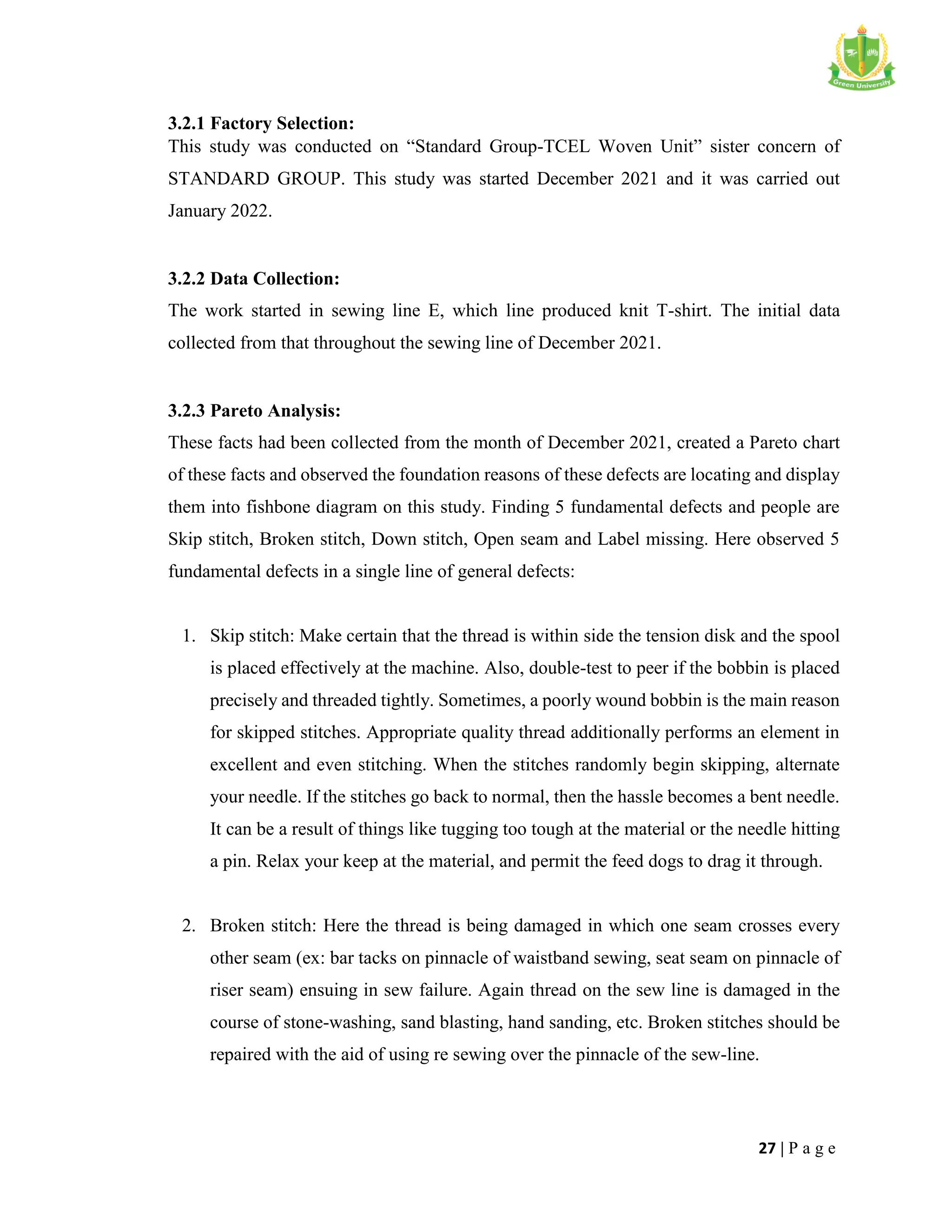 Thesis Report | Minimization of Sewing Defects through Implementation ...