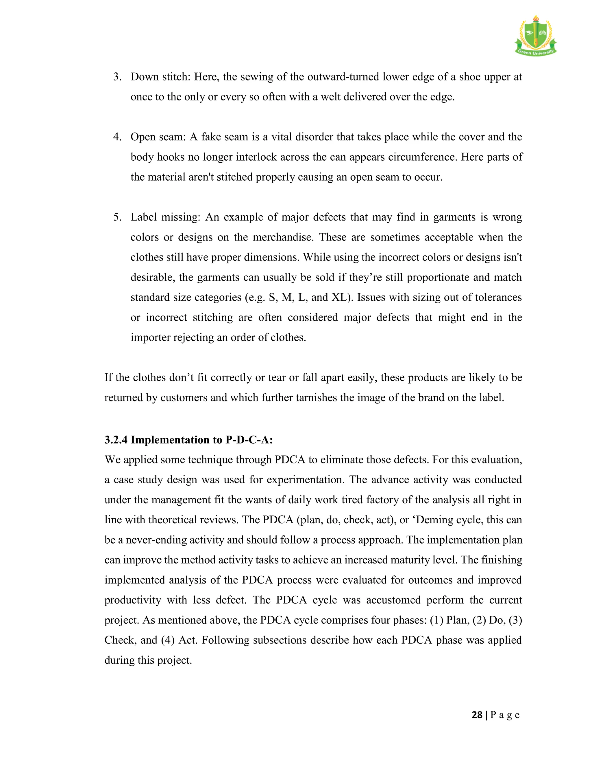 Thesis Report | Minimization of Sewing Defects through Implementation ...