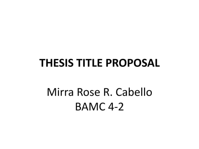 Thesis Titles | PPT