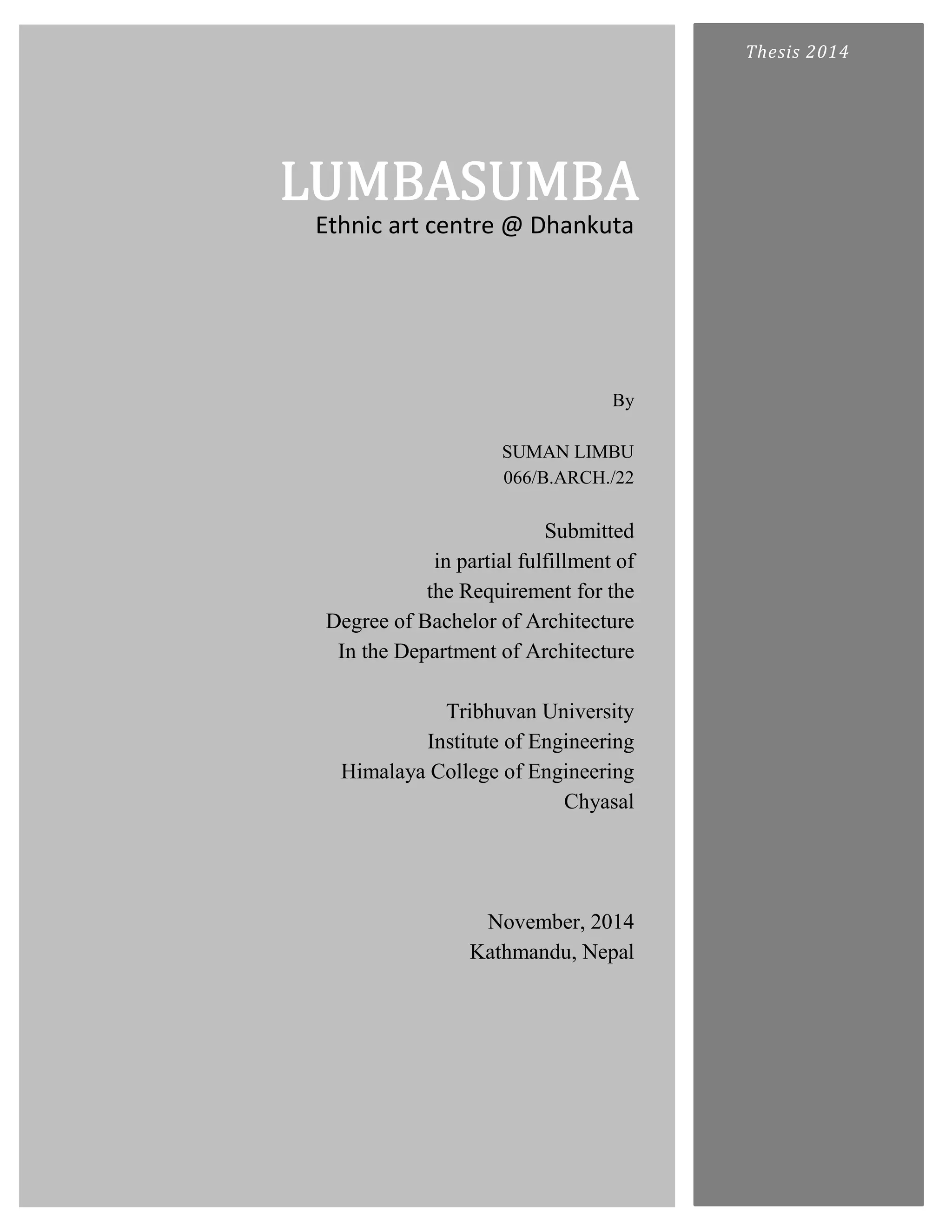 Thesis 2014 lumbasumba ethnic art centre @ dhankuta suman limbu | PDF
