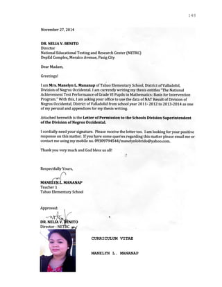 Manelyn L. Mananap Thesis (Apendices) | PDF