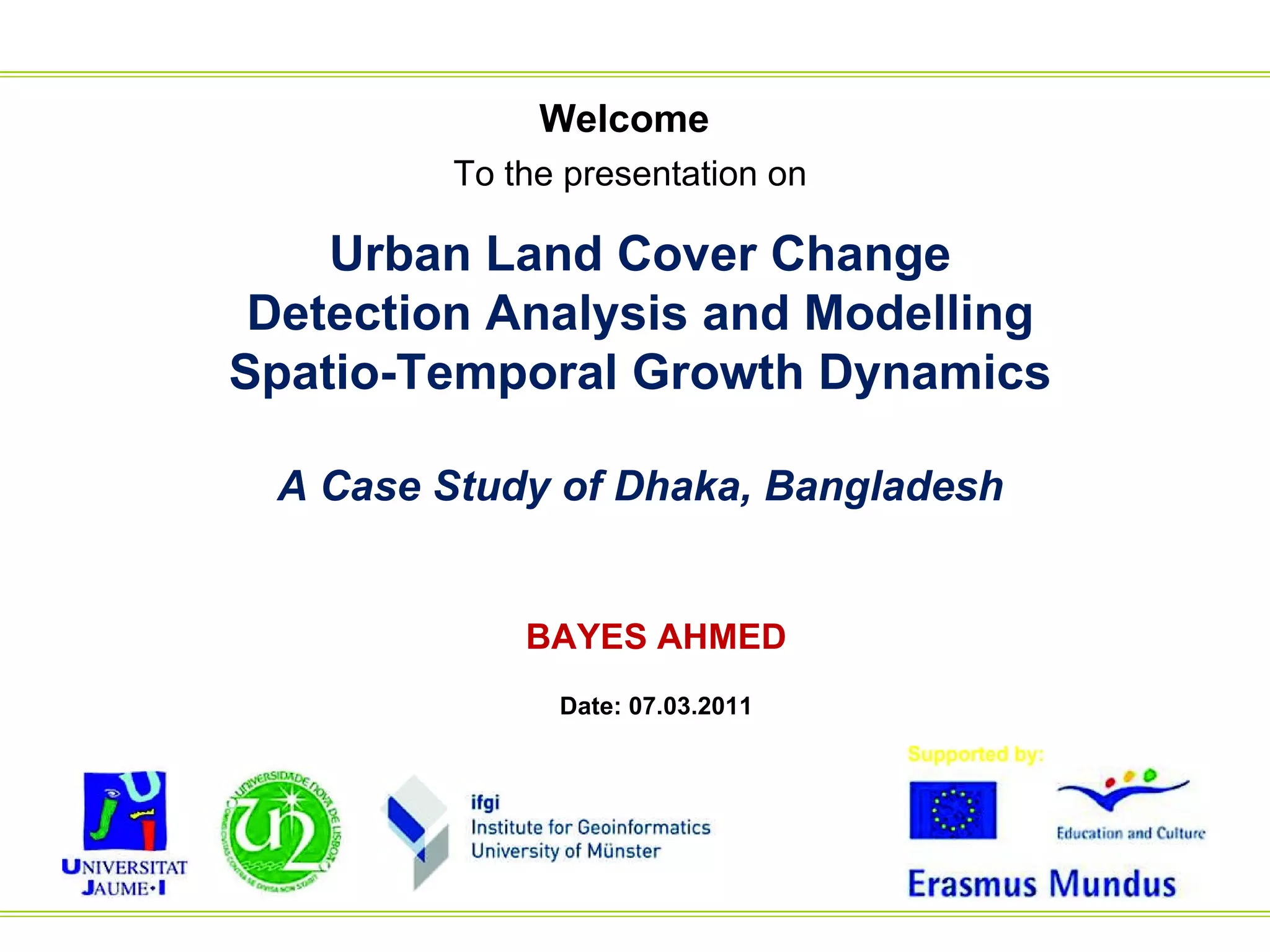 Urban Land Cover Change Detection Analysis and Modelling Spatio ...