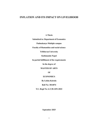 Thesis Inflation and its impact on livelihood | DOCX