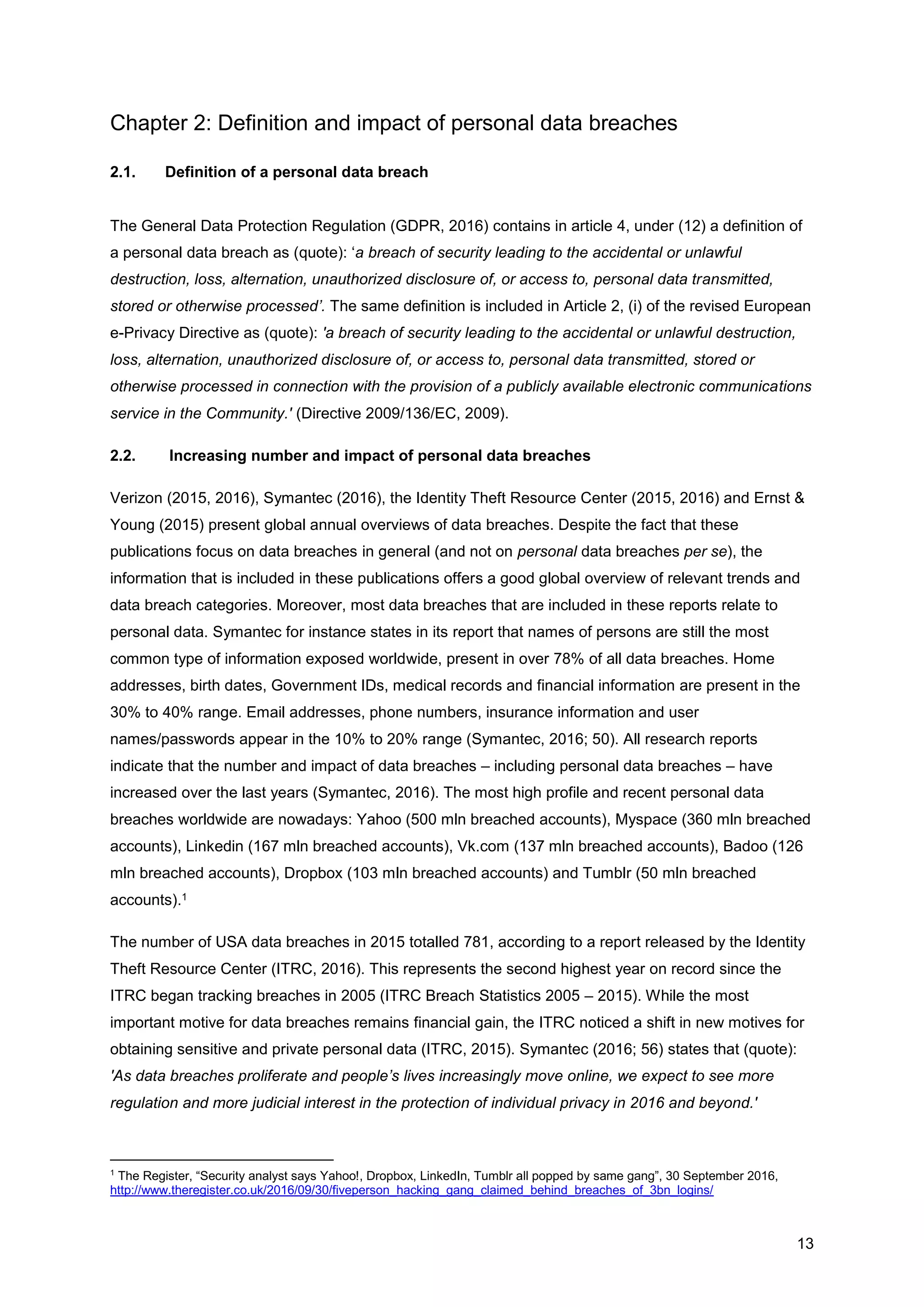 A de minimis rule for personal data breach notifications in the GDPR | PDF