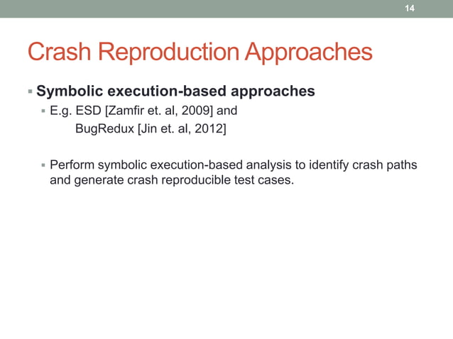 STAR: Stack Trace based Automatic Crash Reproduction | PPT
