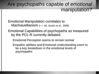 Emotional Manipulation and Sub-clinical Psychopathic Traits | ODP ...