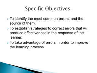 ERROR CORRECTION IMPLEMENTATION IN THE CLASSROOM AT COLEGIO CANADIENSE ...