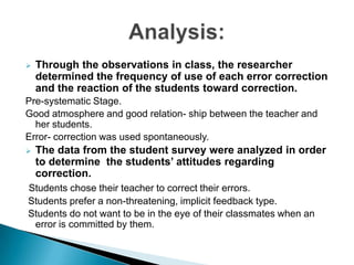 ERROR CORRECTION IMPLEMENTATION IN THE CLASSROOM AT COLEGIO CANADIENSE ...