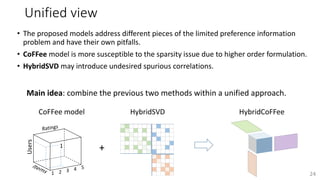 Low rank models for recommender systems with limited preference ...