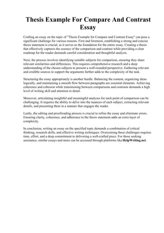 Thesis Example For Compare And Contrast Essay.pdf